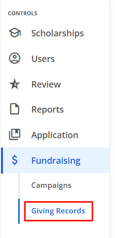 Giving Records – AwardSpring Help Center