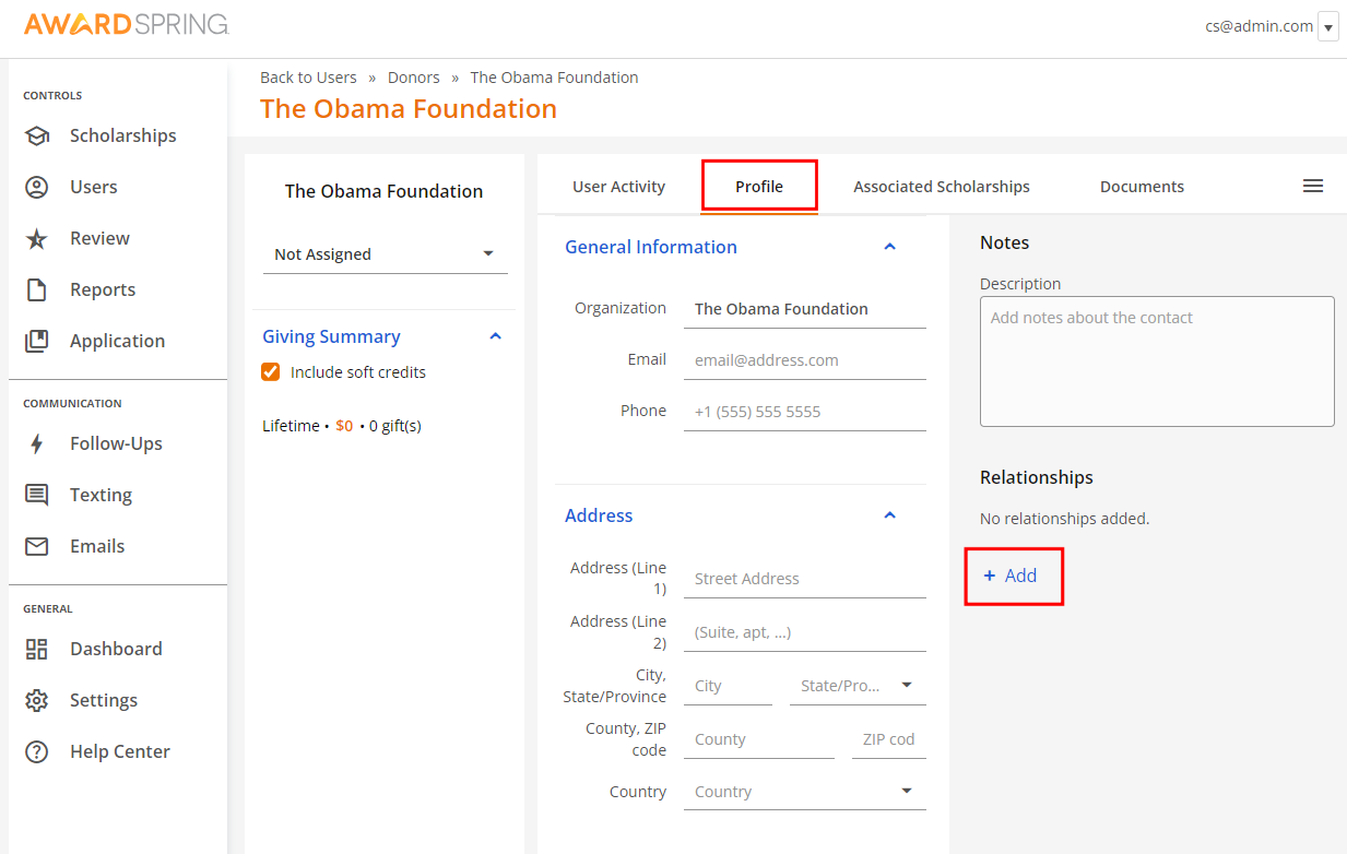 Relationship Tagging – AwardSpring Help Center