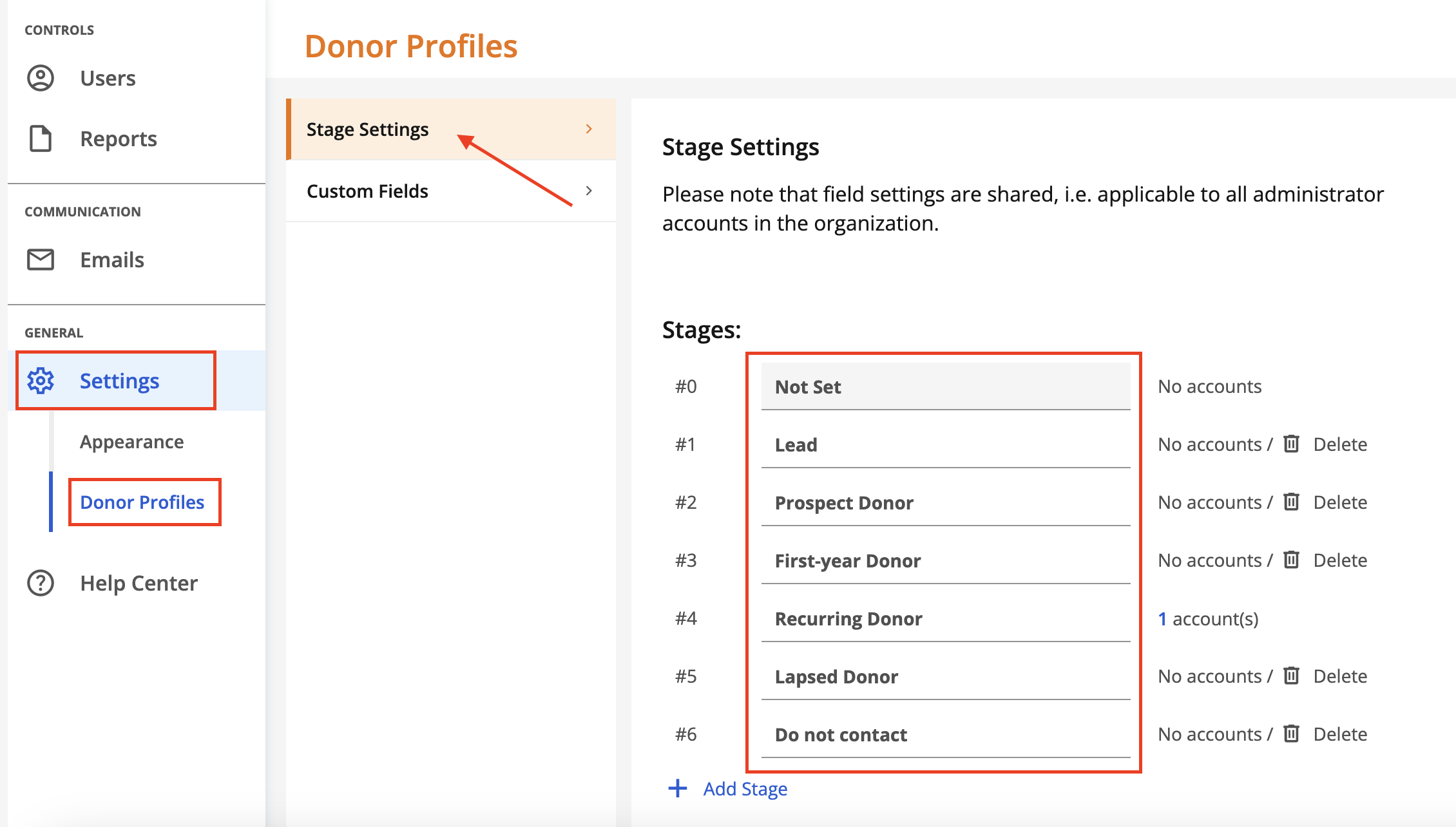 Stage Settings – AwardSpring Help Center