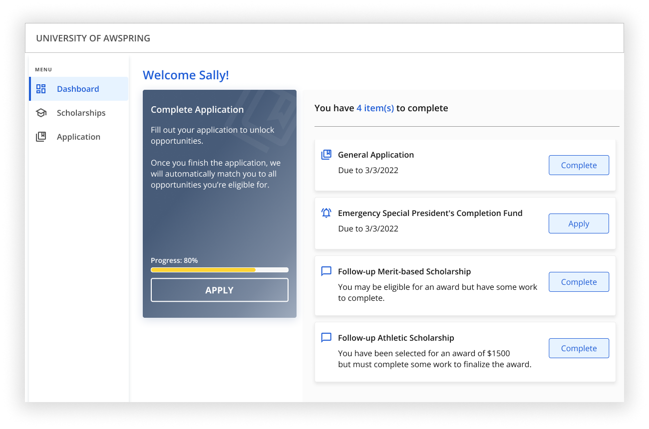 Student Dashboard – AwardSpring Help Center